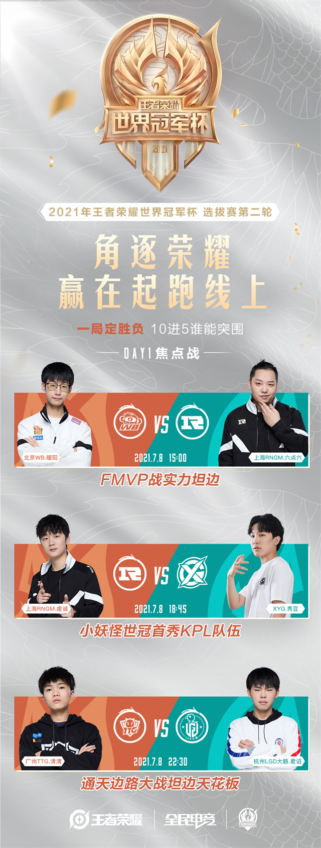 世冠今日预报丨BO1开战，Cat转辅助能否轮换上场，XYG首秀表现如何？-王者荣耀官方网站-腾讯游戏