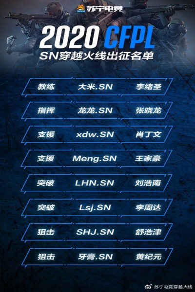 【官网赛事】CFPL | 苏宁出征S16选手名单已定 主力位置花落... - 穿越火线 - 虾哥论坛 - 虾哥论坛